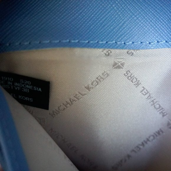 Michael Kors | Bags | Michael Kors Trifold Wallet Mk French Blue Multi ...